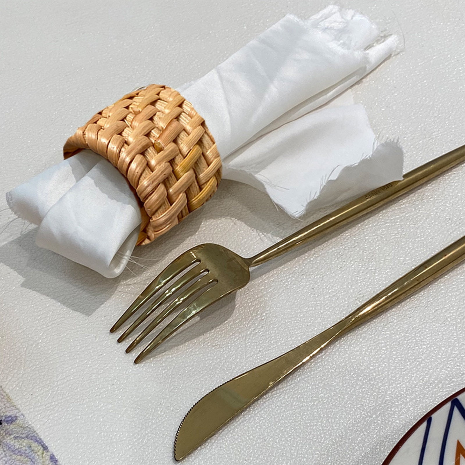 Rattan Woven Table Rings, Mouth Cloth Holders, Adjustable Size, Natural Material, For Restaurant ...