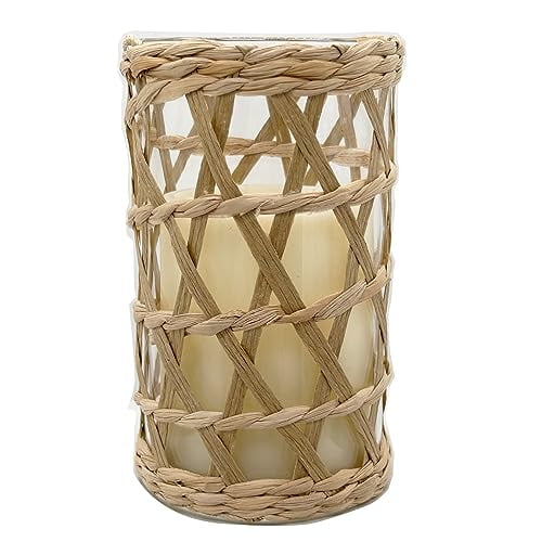 Rattan Woven Tea Light Candle Holder, Decorative Vintage Rustic Wicker ...