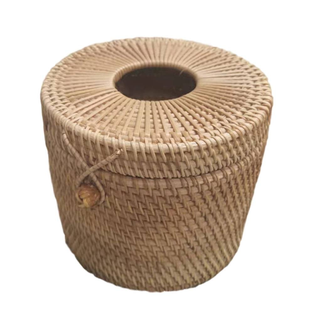 Rattan rectangular round tissue box home creative tissue box storage ...
