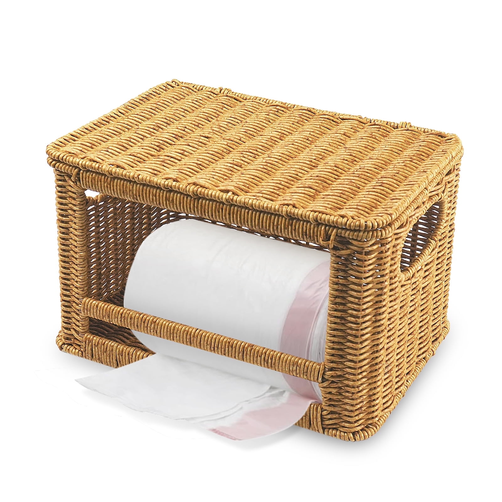 Garbage Bag Organizer, Woven Rattan-Style Grocery Bag Holder, Extra ...