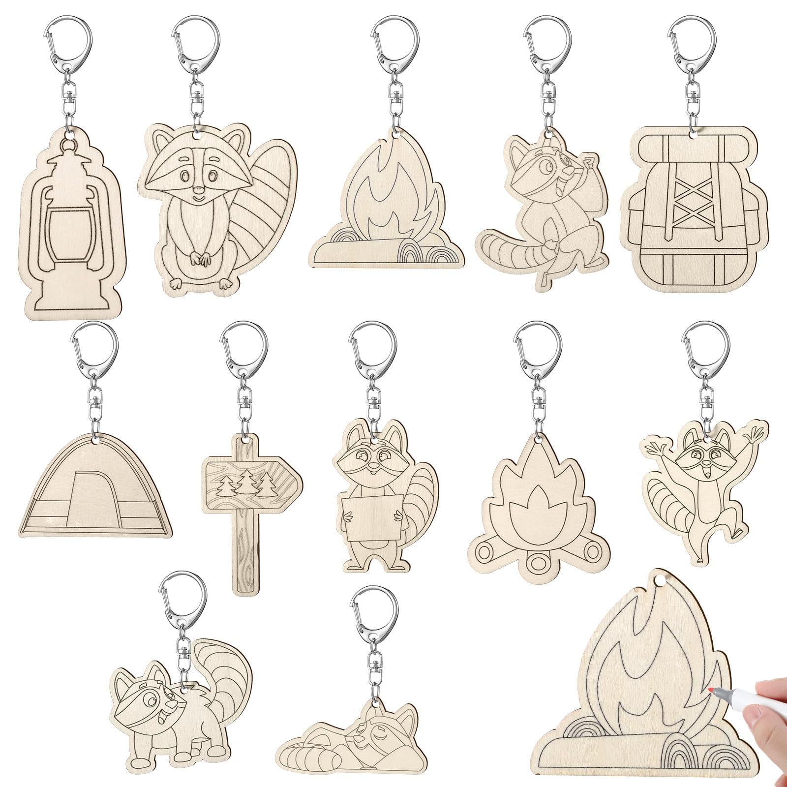 RattanView 24 Pcs Camp IFF17 Craft Color Your Own Keychains DIY Craft ...