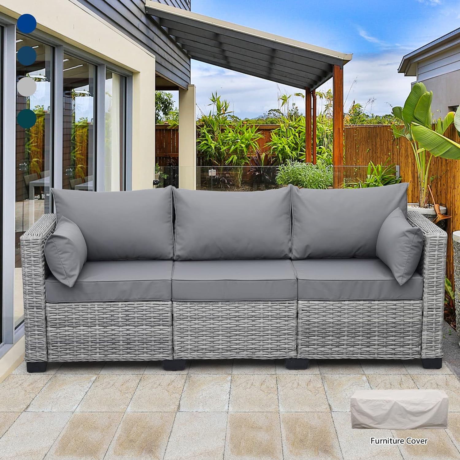 Rattaner Outdoor Furniture Outdoor Couch Grey Wicker Patio Furniture 3 ...