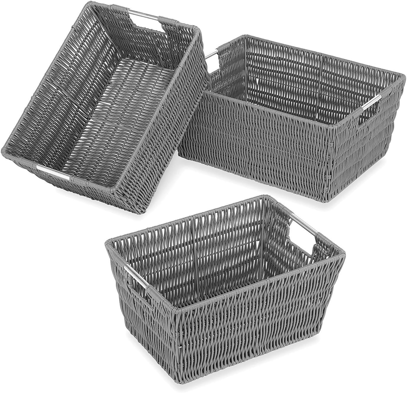 Rattique Storage Baskets - Grey (3 Set) - Walmart.com
