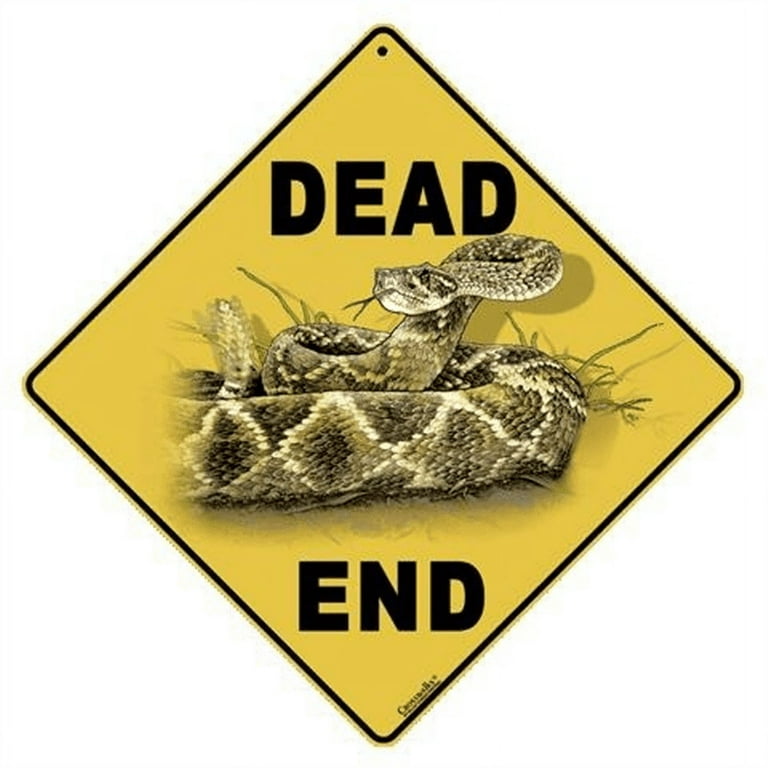 Metal Dead End Sign Caution Dead End No Thru Traffic 8X12 Tin Metal