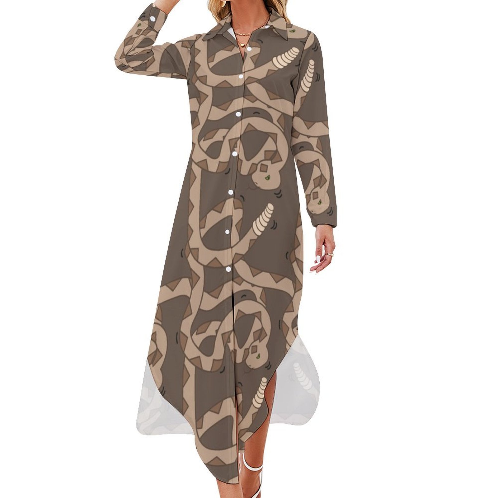 Rattlesnake Long Sleeved Shirt Dress dresses for prom prom dresses ...