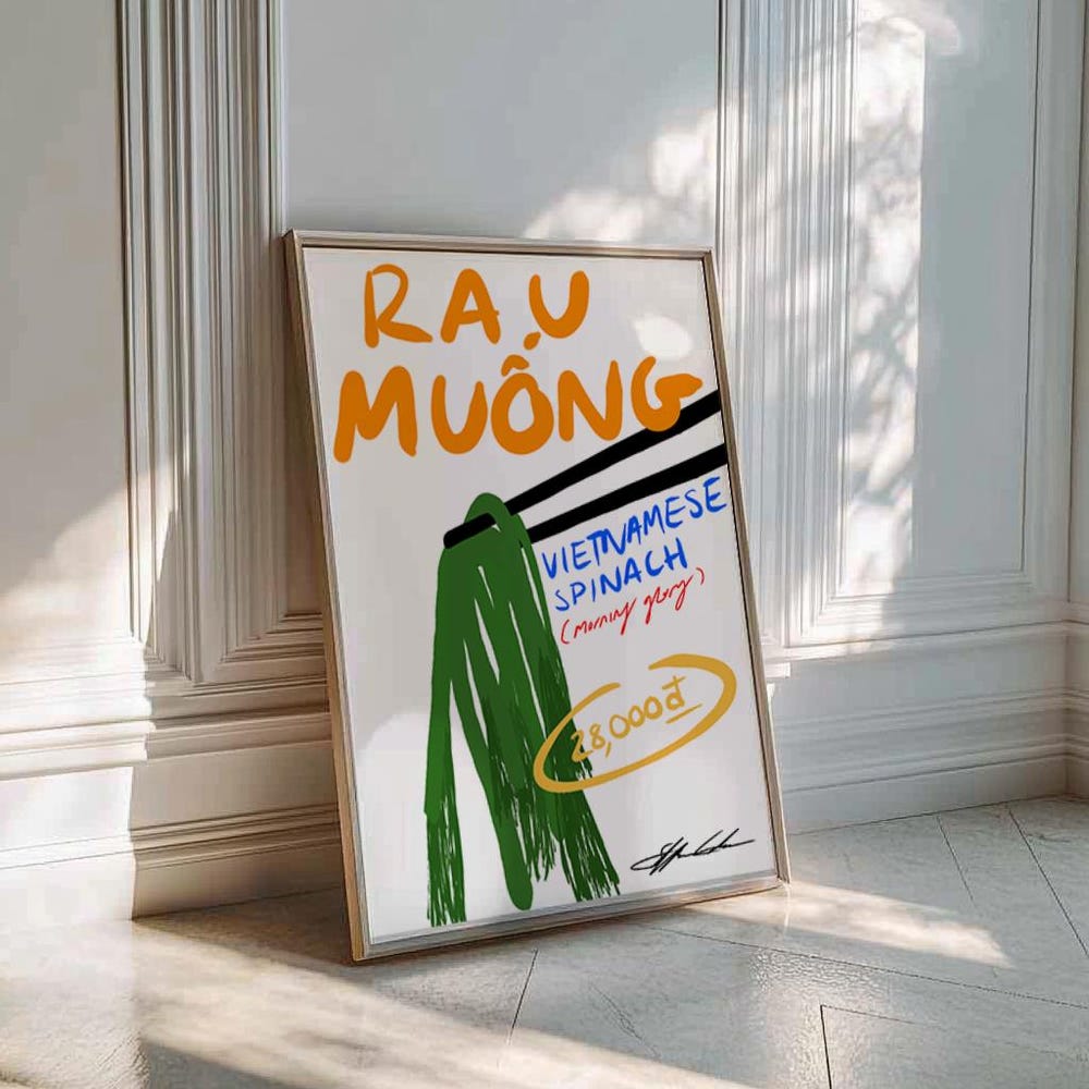 Rau Muong Spinach Poster, Vietnam Food Poster, Vietnamese Vegetable ...