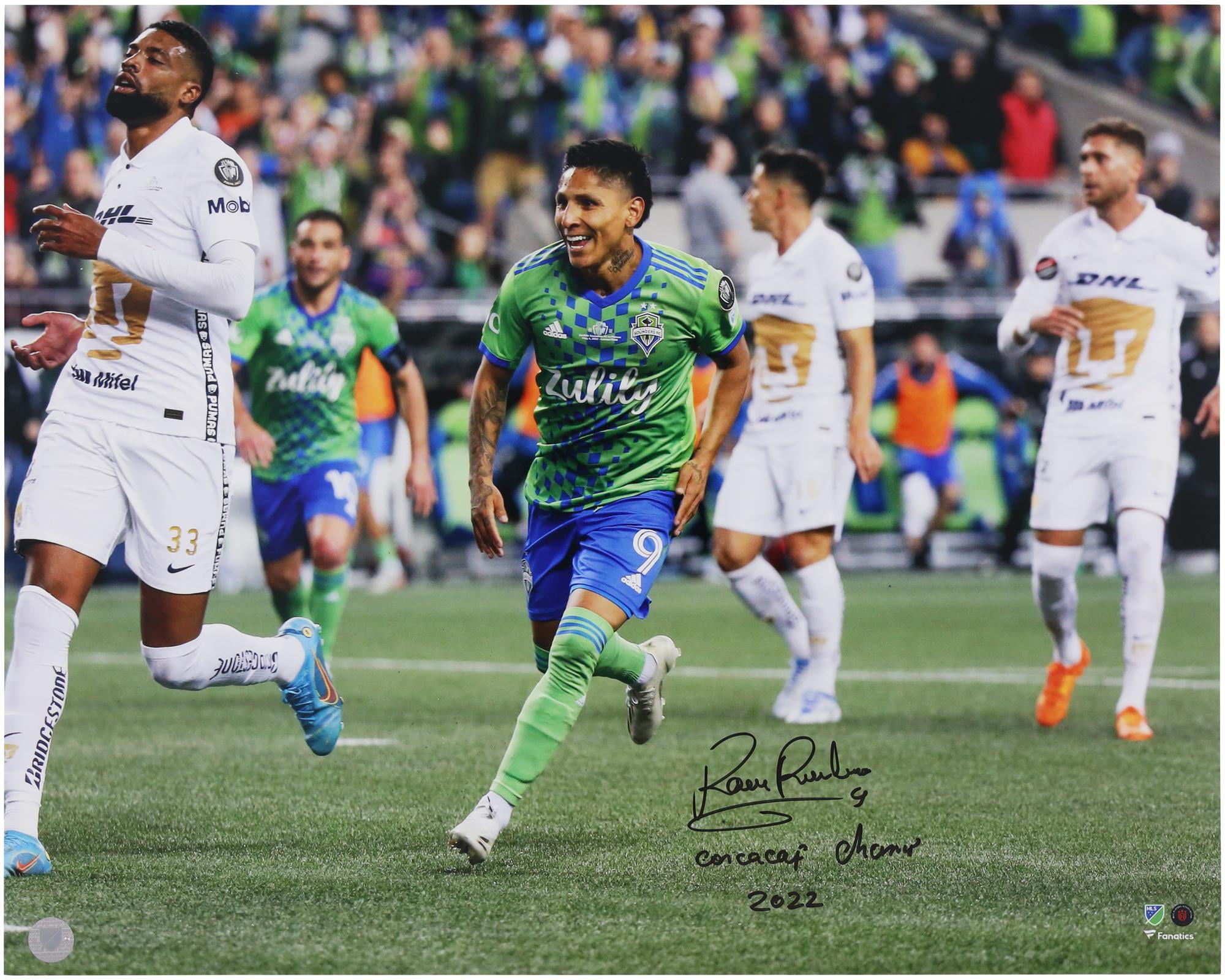 Raul Ruidiaz Seattle Sounders Autographed 16" x 20" 2022 CONCACAF Goal Celebrating Photograph ...