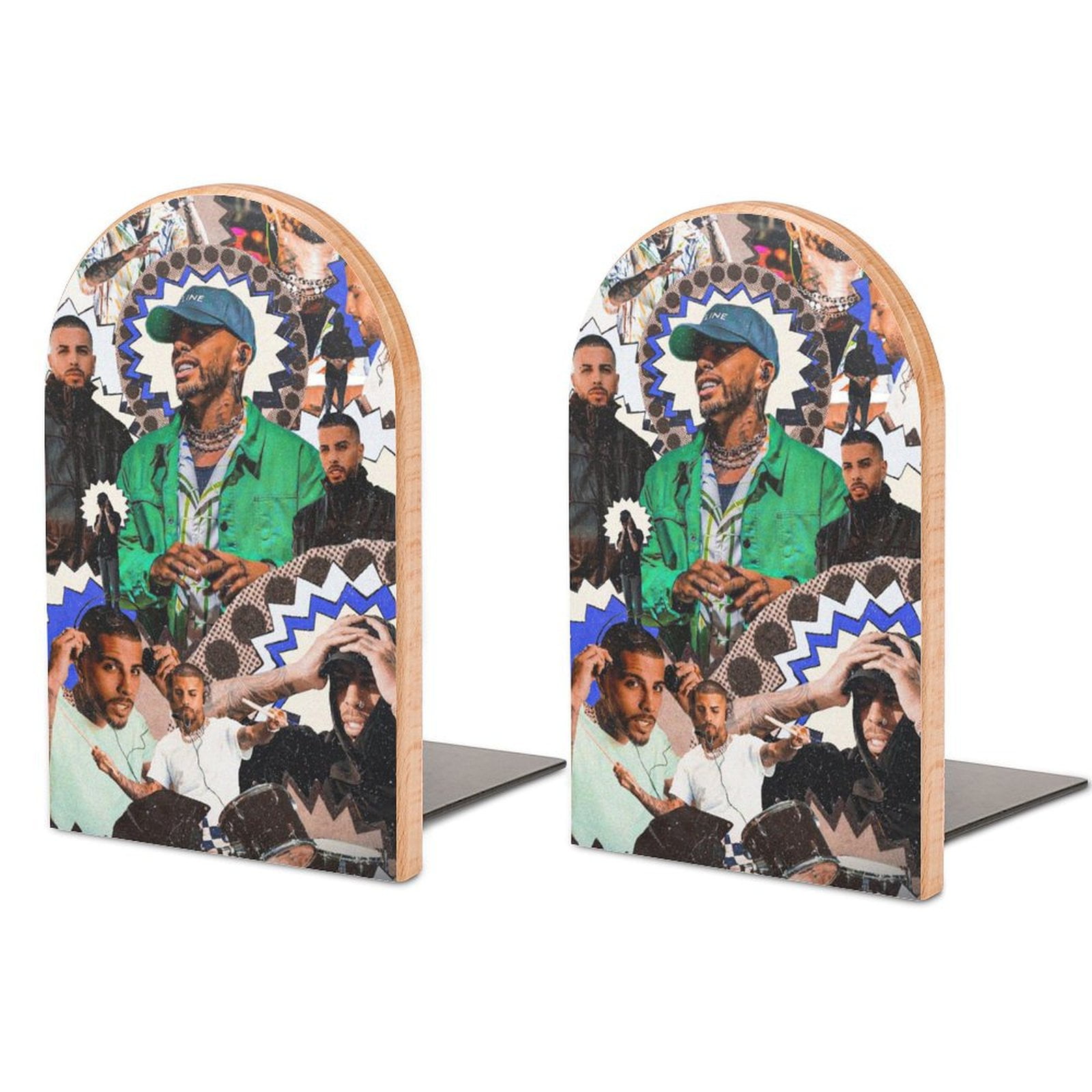 Rauw Alejandro Bookends Wood Book Divider Decor Shelves Non-Skid Book ...