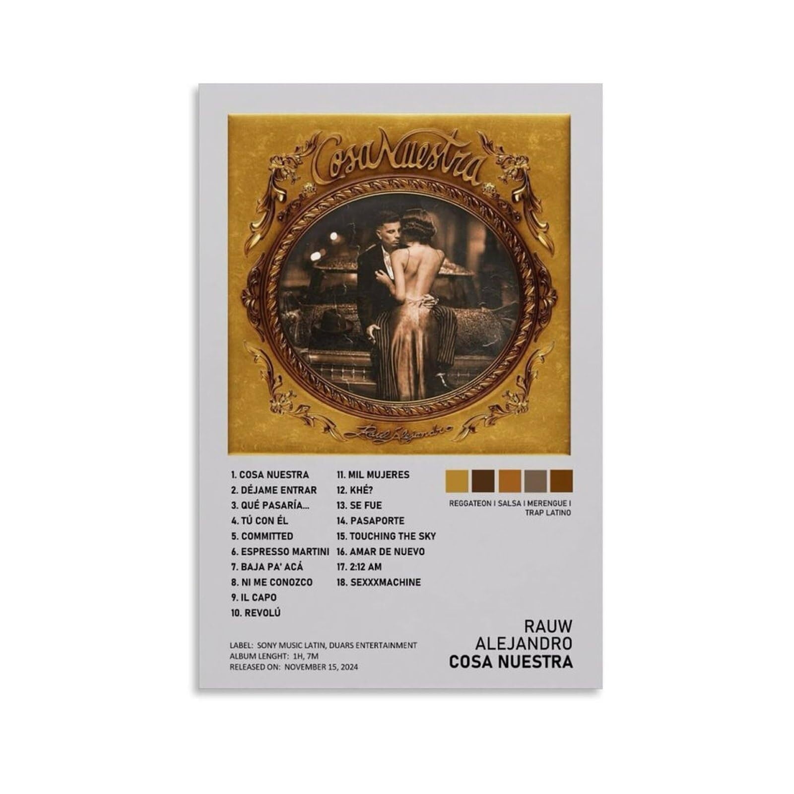 Rauw Alejandro Cosa Nuestra Music Album Canvas Poster Mural Decor Printing Picture Painting ...