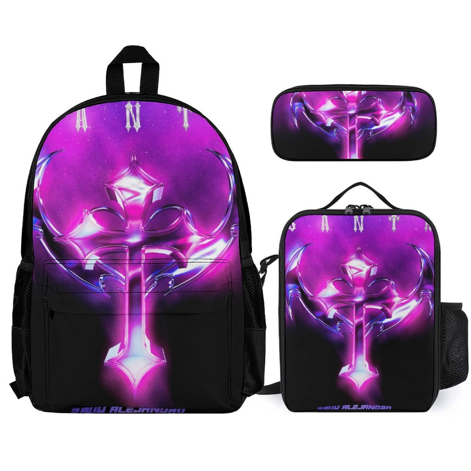 Rauw Alejandro Logo Backpack With Lunch Bag Pencil Case Pen Bag Satchel ...