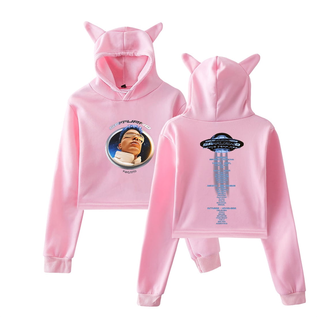 Rauw Alejandro SATURNO Tour Cat Ear Hoodie Fashion Short Clothes Unique ...