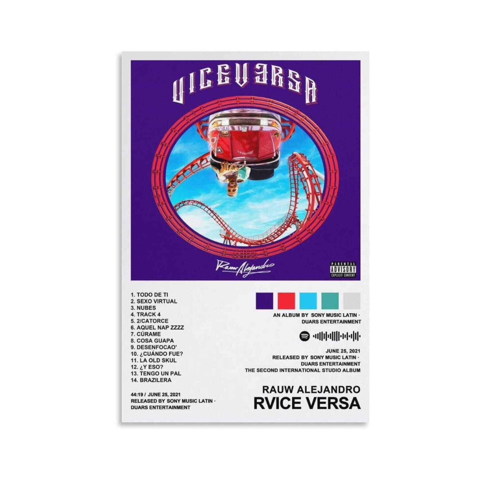 Rauw Alejandro Vice Versa Album Cover Canvas Poster Print Music Posters ...