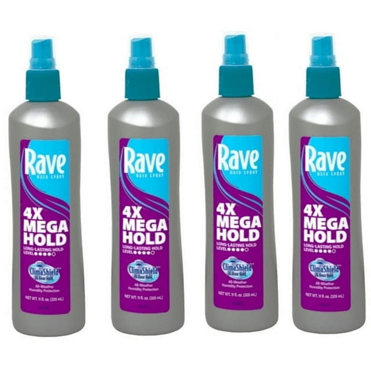 Rave 4X Mega Hairspray Non-Aerosol, Scented 11 oz (Pack of 4) - Walmart.com