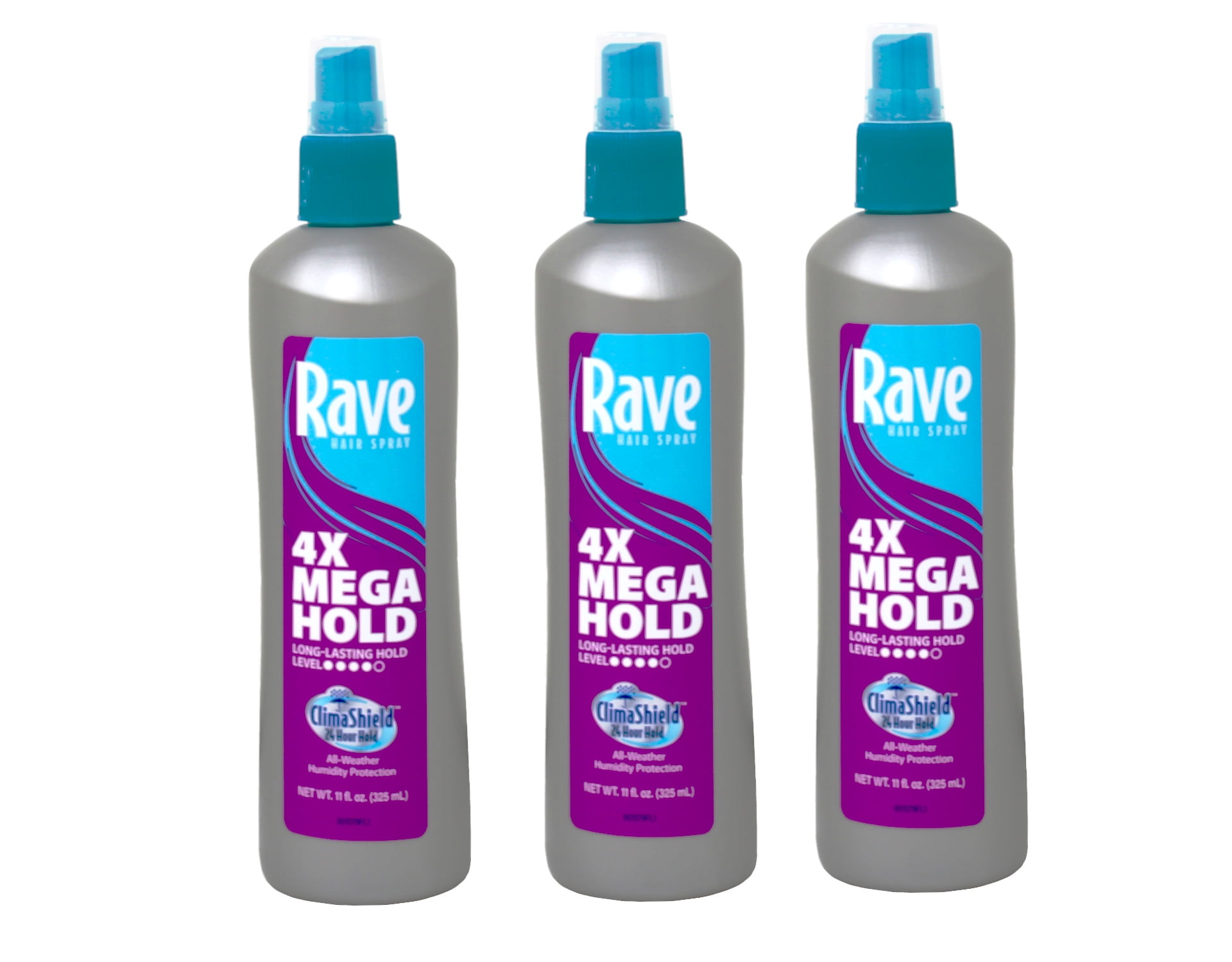 Rave 4X Mega Hairspray with Clima Shield, Unscented 11 oz (Pack of 3 ...