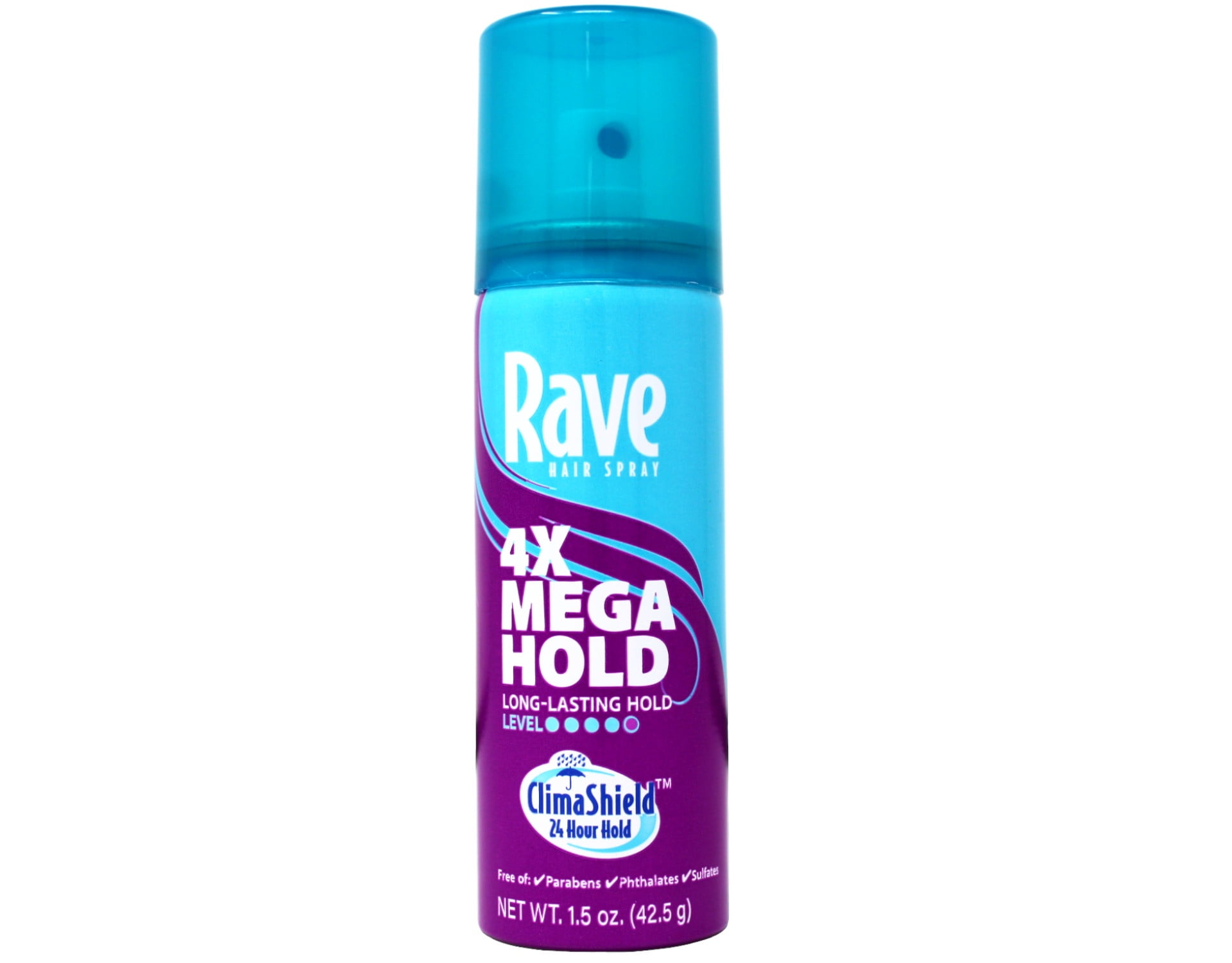 Rave 4X Mega Hold Hair Spray, All-Weather Protection, Travel Size, 1.5 ...