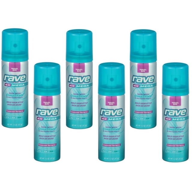 Rave 4x Mega Hairspray, Unscented 1.5 oz (Pack of 6) - Walmart.com