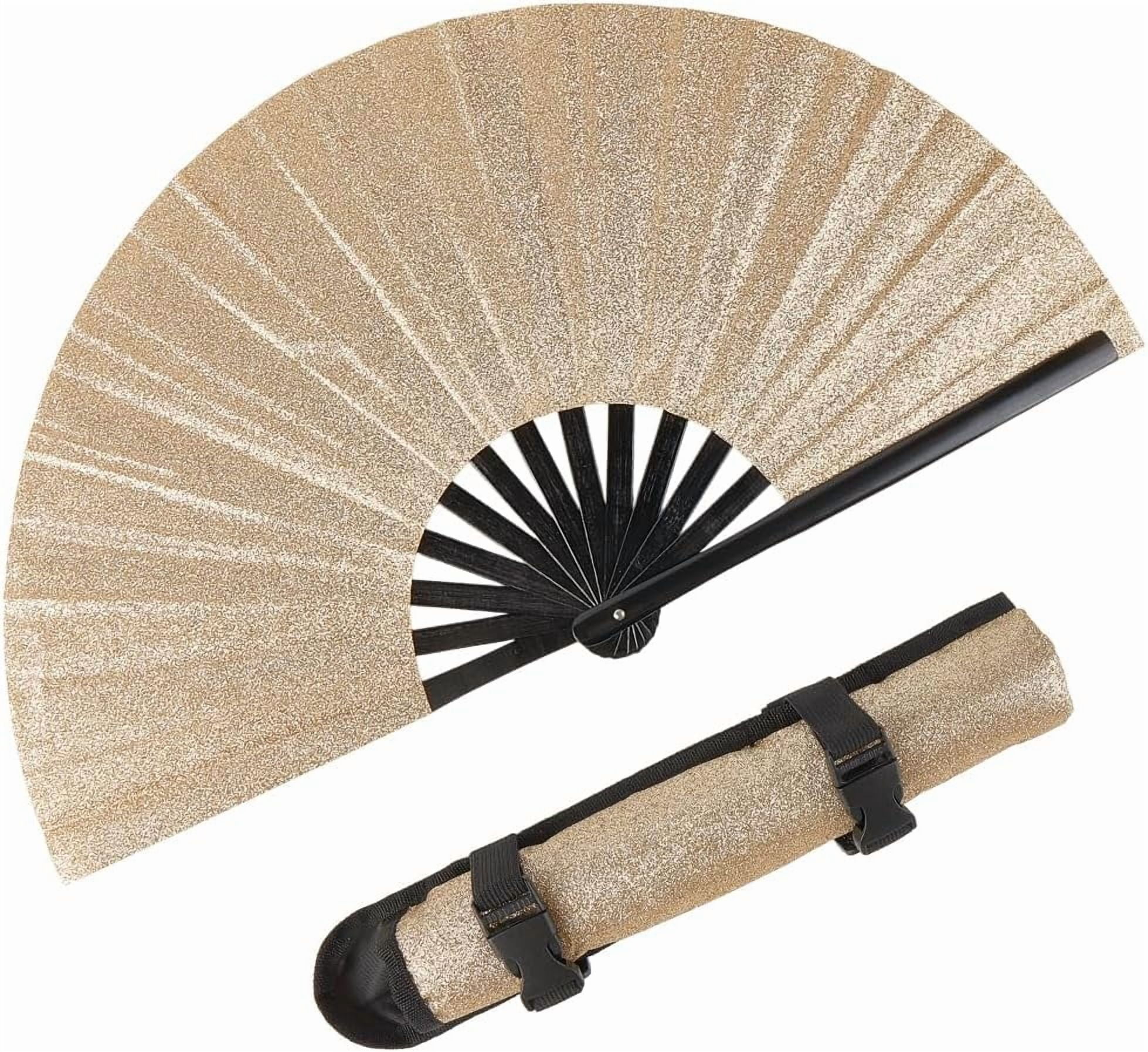 Rave Hand Fan Foldable Glitter Folding Handheld Fan Large Plastic ...