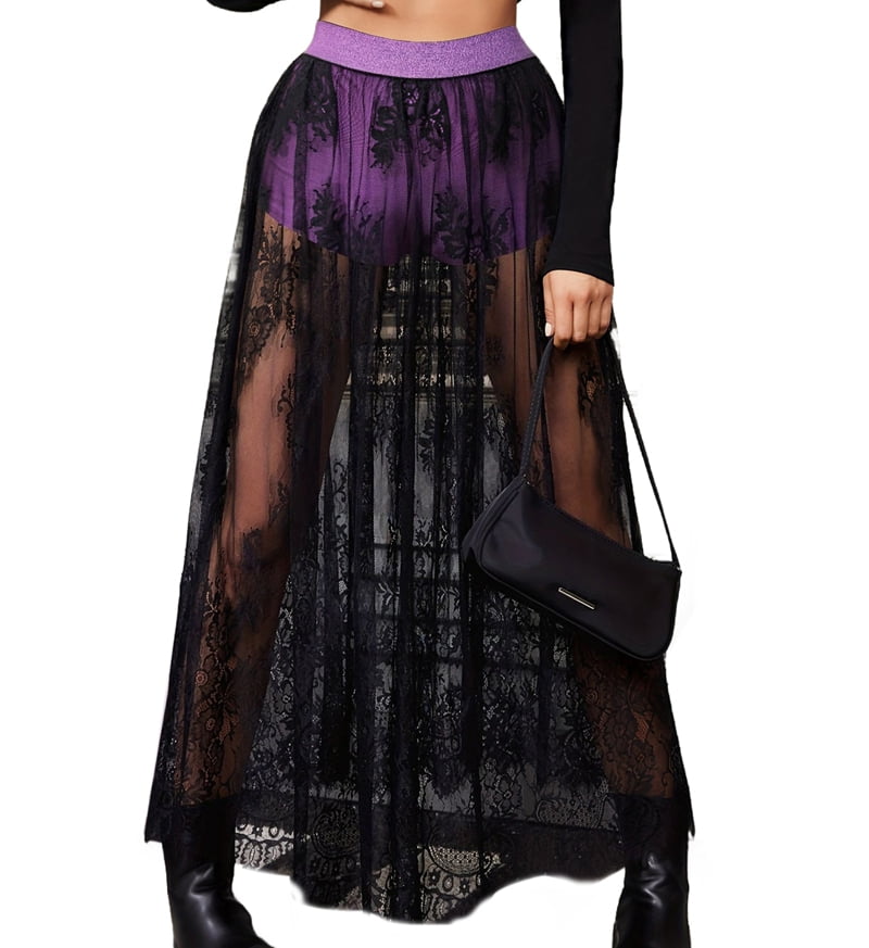 Rave Outfits for Women Sheer Skirt Festival Clubwear Mesh High Waist A ...