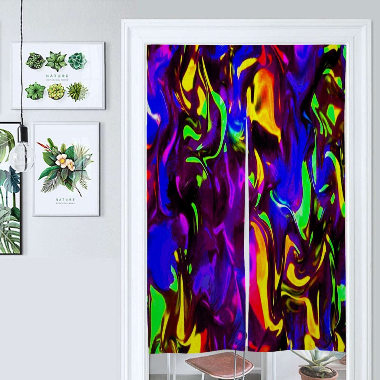 Rave Rainbow Of Glow Stick Fire Door Curtain Nordic Living Room ...