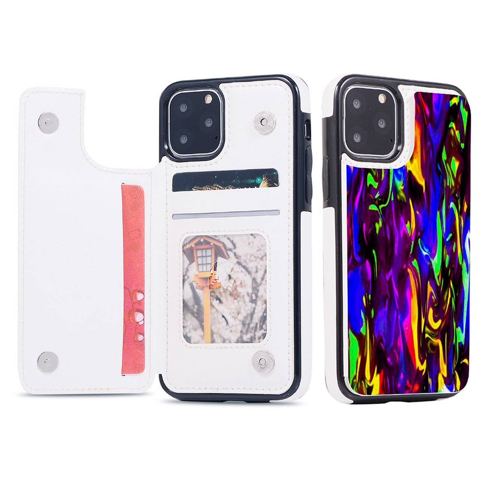 Rave Rainbow of Glow Stick Fire Leather Wallet Case for iPhone 16 15 14 ...