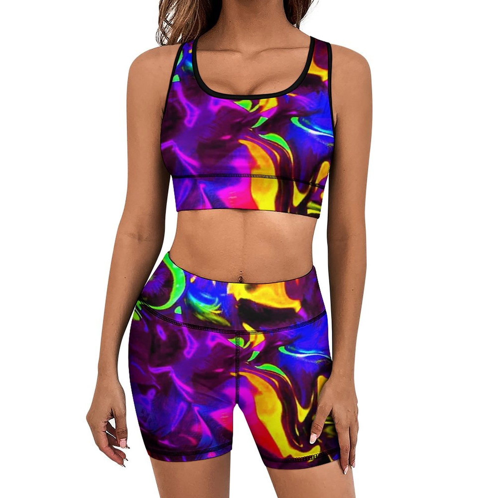 Rave Rainbow of Glow Stick Fire Working Out Sets for Women Workout ...