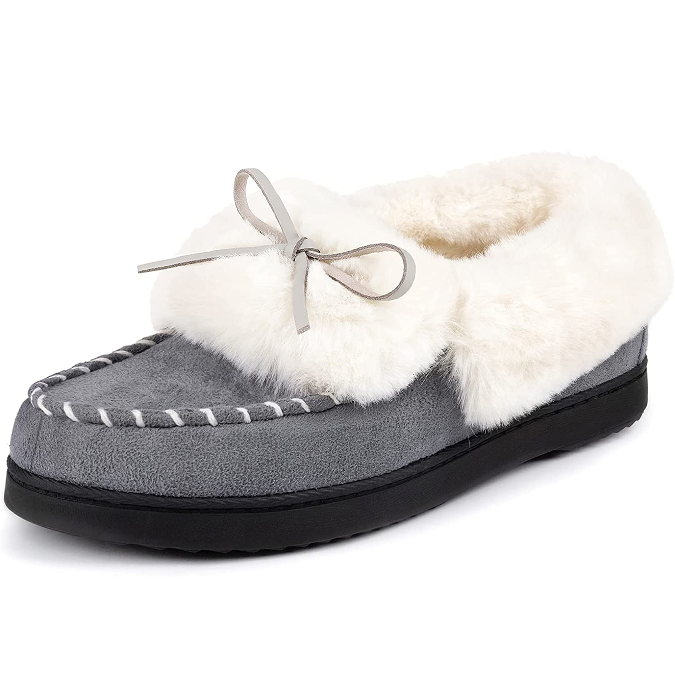 Ravelier Women's Plush Faux Fur Moccasin Slippers - Walmart.com