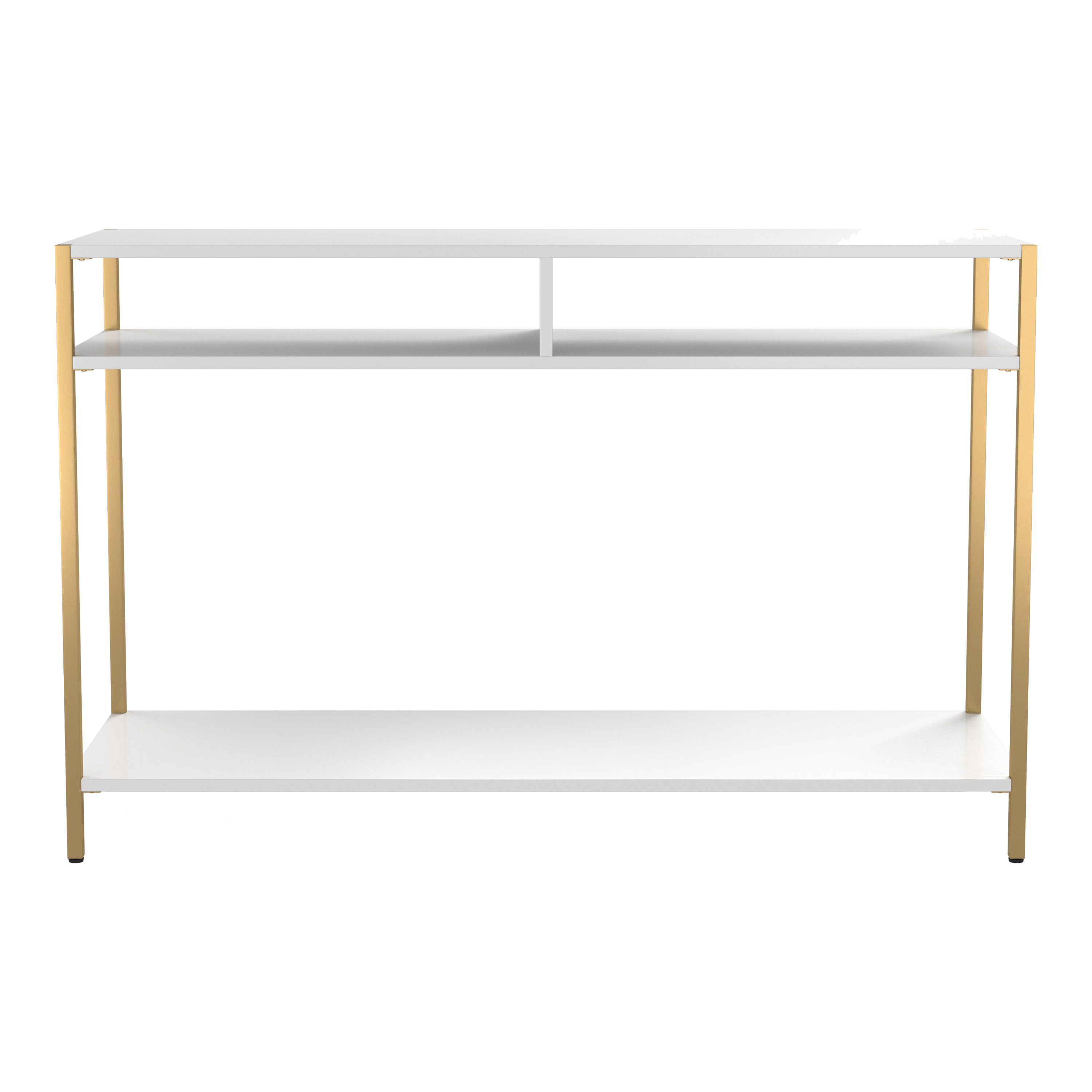 Raven 3-Shelf Metal Console Table, White and Gold Coating - Walmart.com