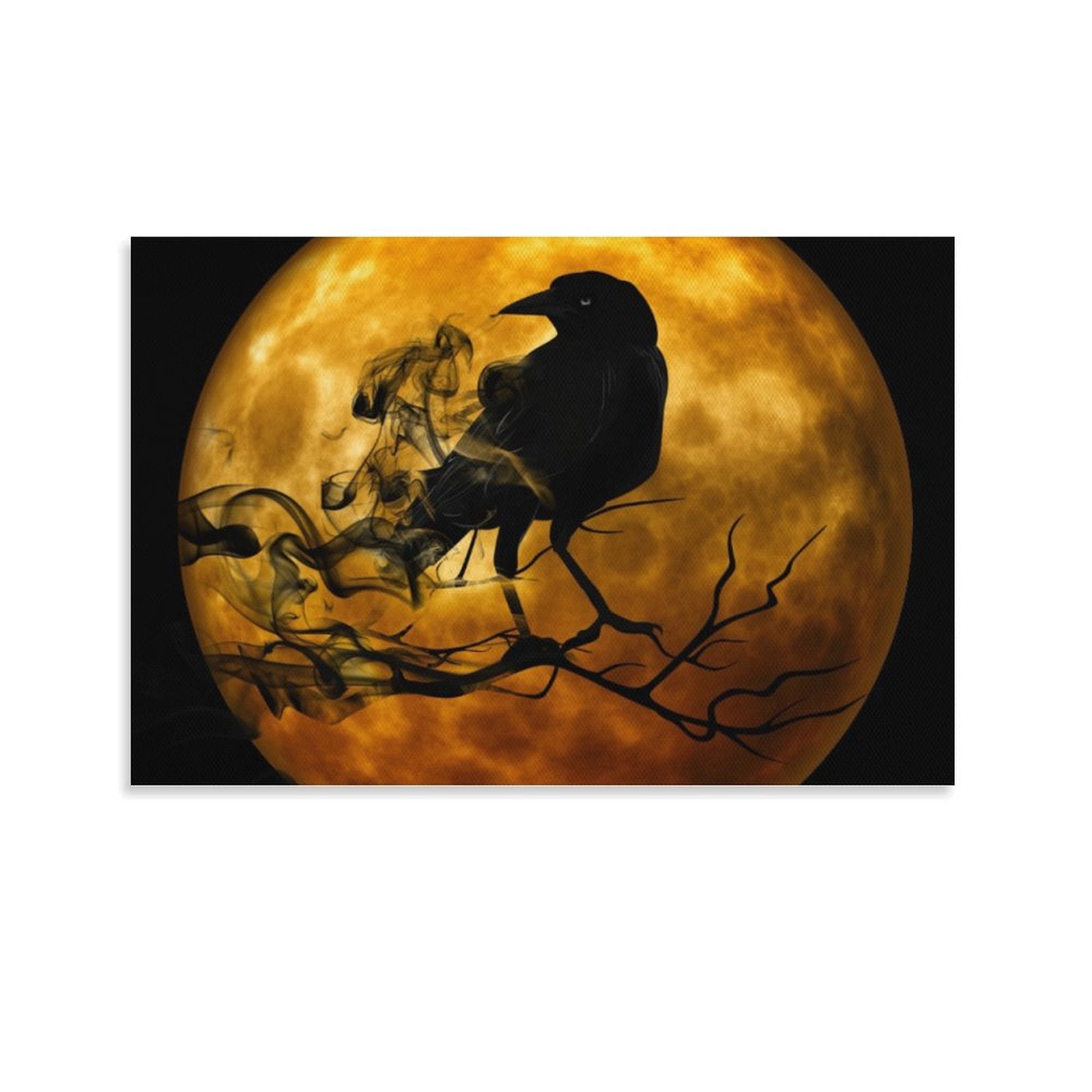 Raven Against The Moon Halloween Canvas Art Poster And Wall Art Picture ...