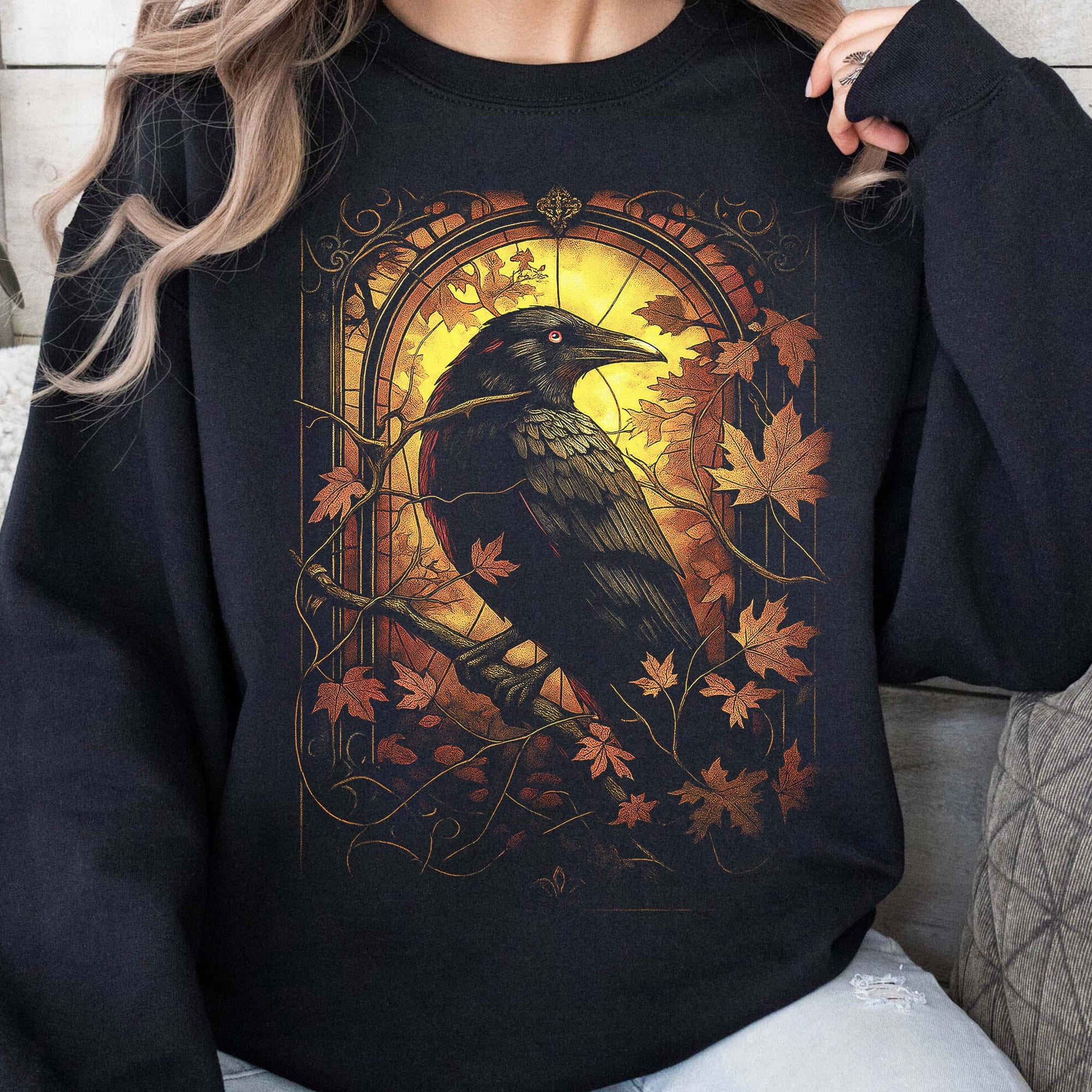 Raven Autumn Gothic TShirt Witchy Dark Fantasy TShirt Crow Stained ...