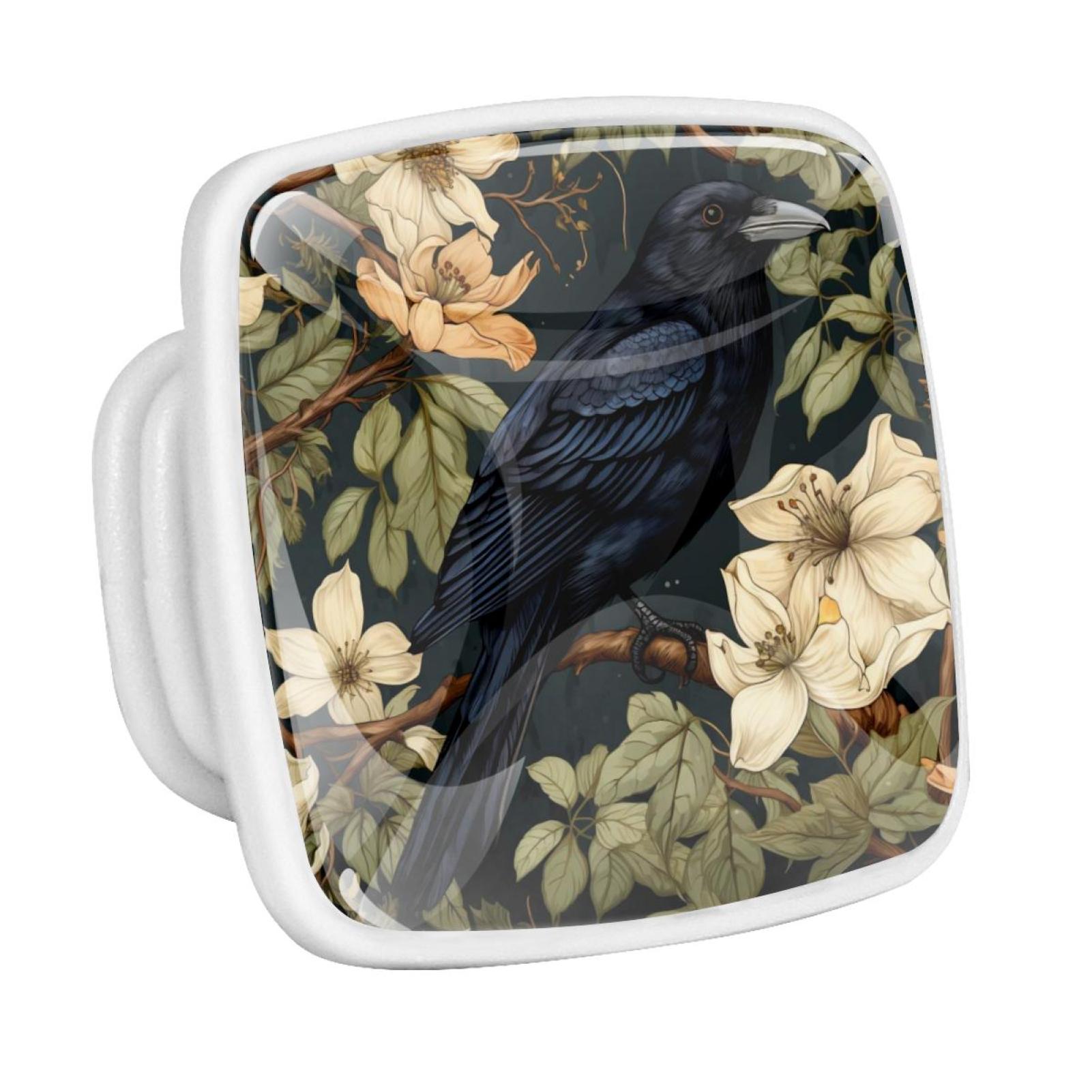 Raven Birds Fluorescent Drawer Pulls with Screws Square 4-Pack Glow ...