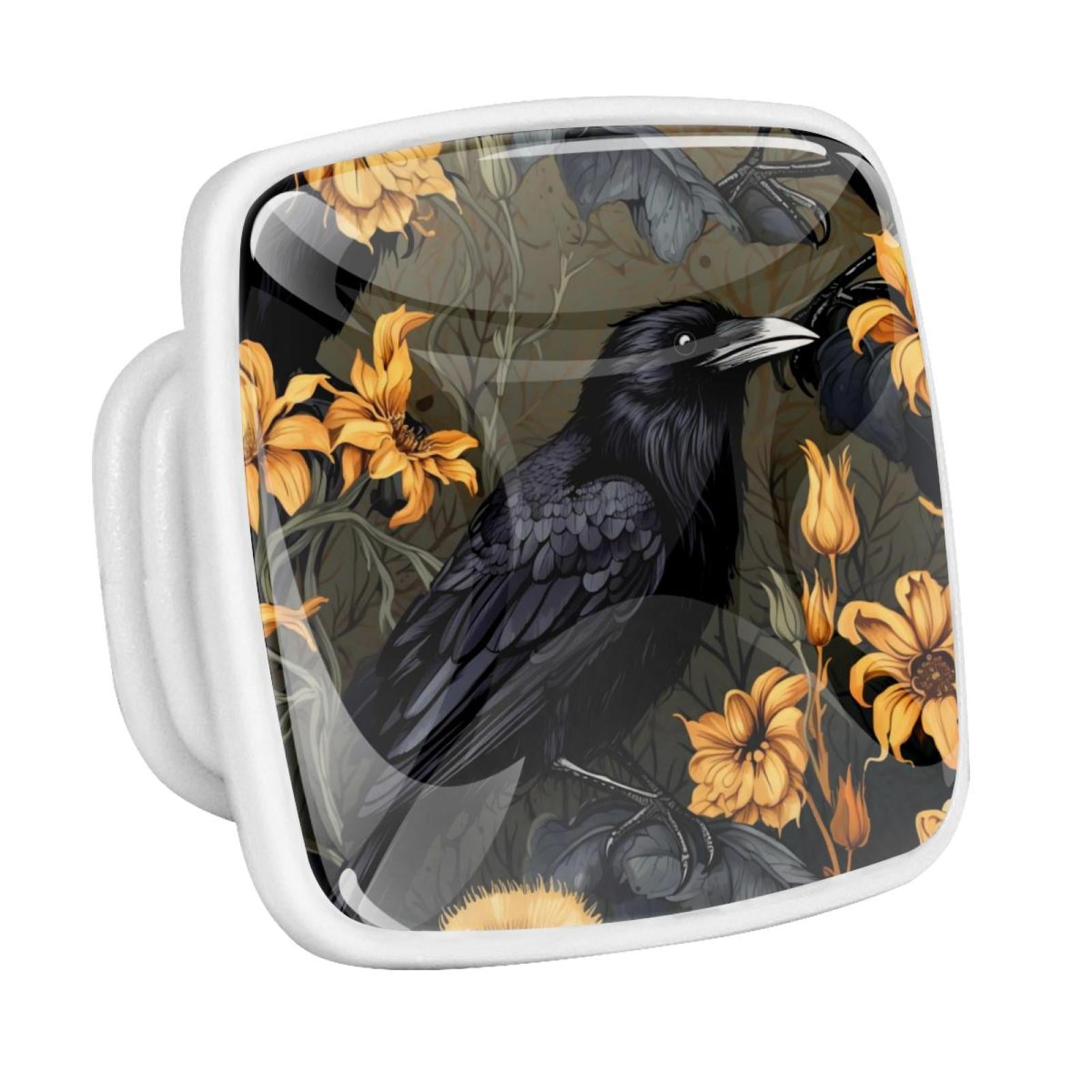 Raven Birds Fluorescent Drawer Pulls with Screws Square 4-Pack Glow ...