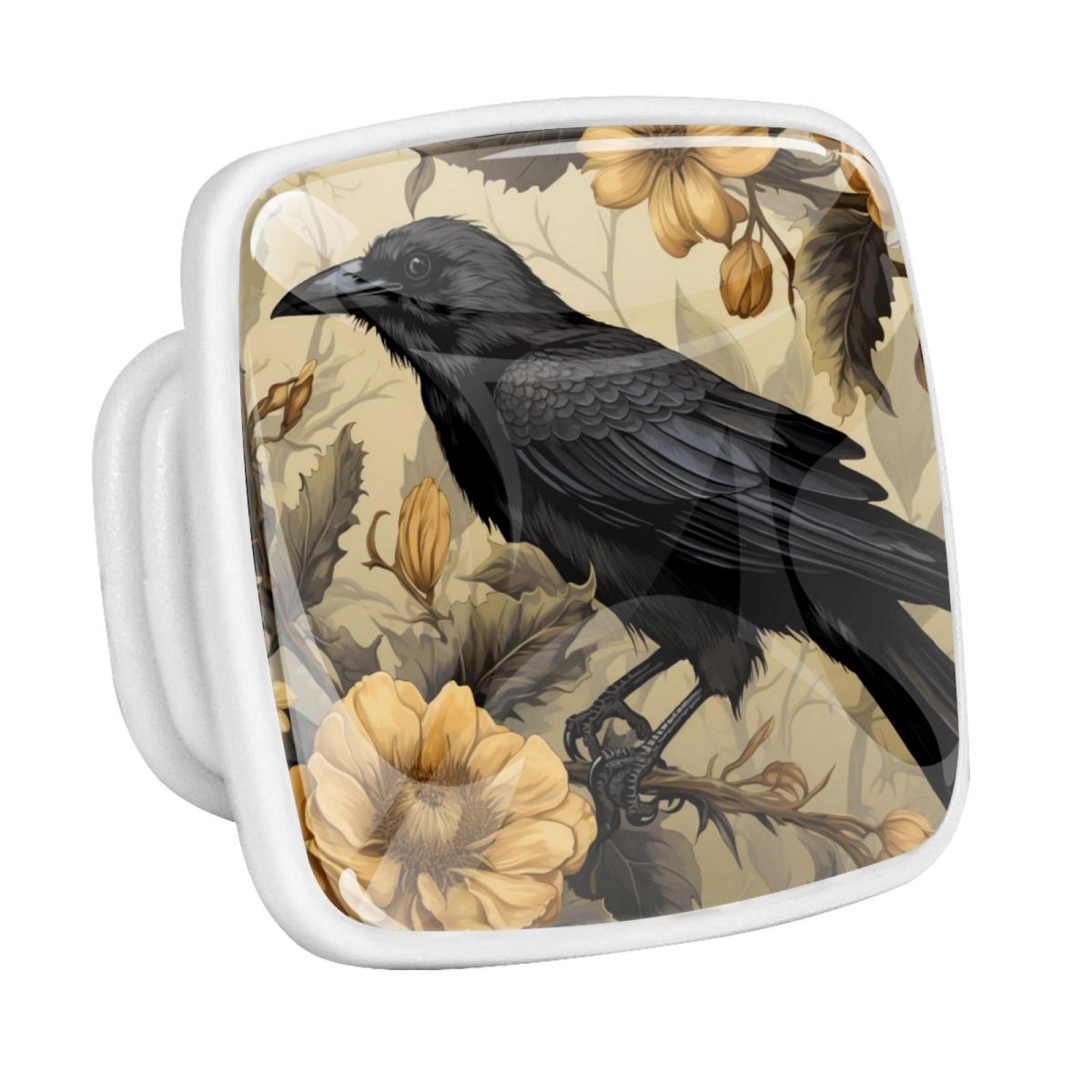 Raven Birds Fluorescent Drawer Pulls with Screws Square 4-Pack Glow ...