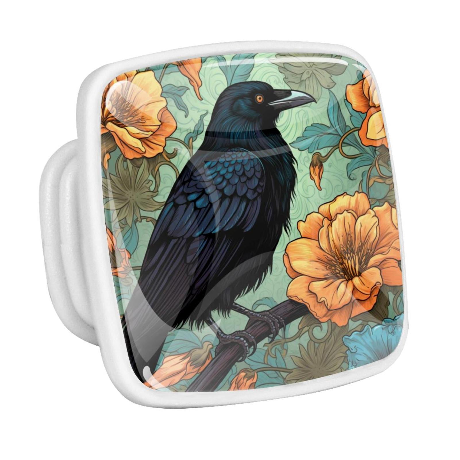 Raven Birds Fluorescent Drawer Pulls with Screws Square 4-Pack Glow ...