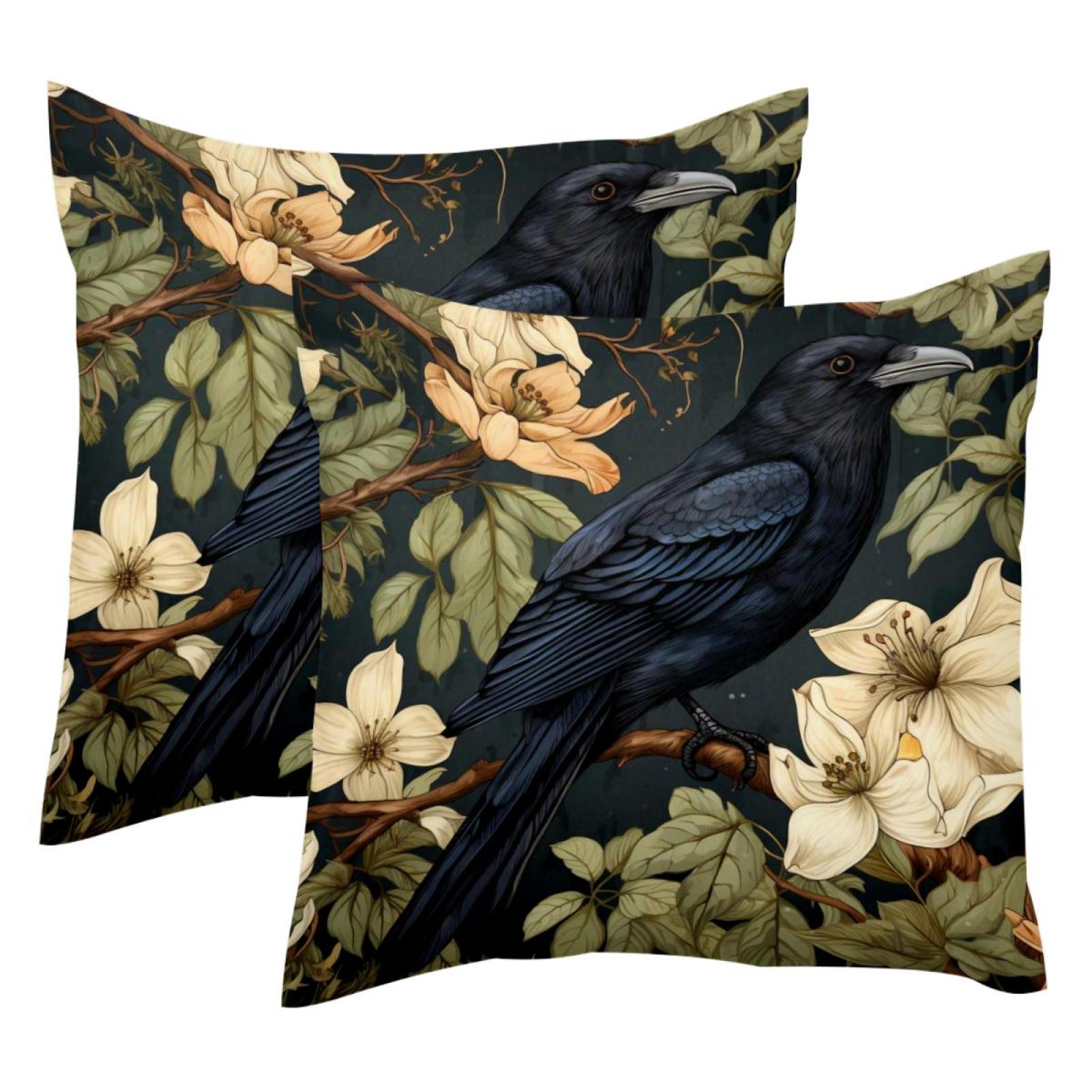 Raven Birds Luxurious Velvet Throw Pillow Inserts 2PCS Chair Pillow ...