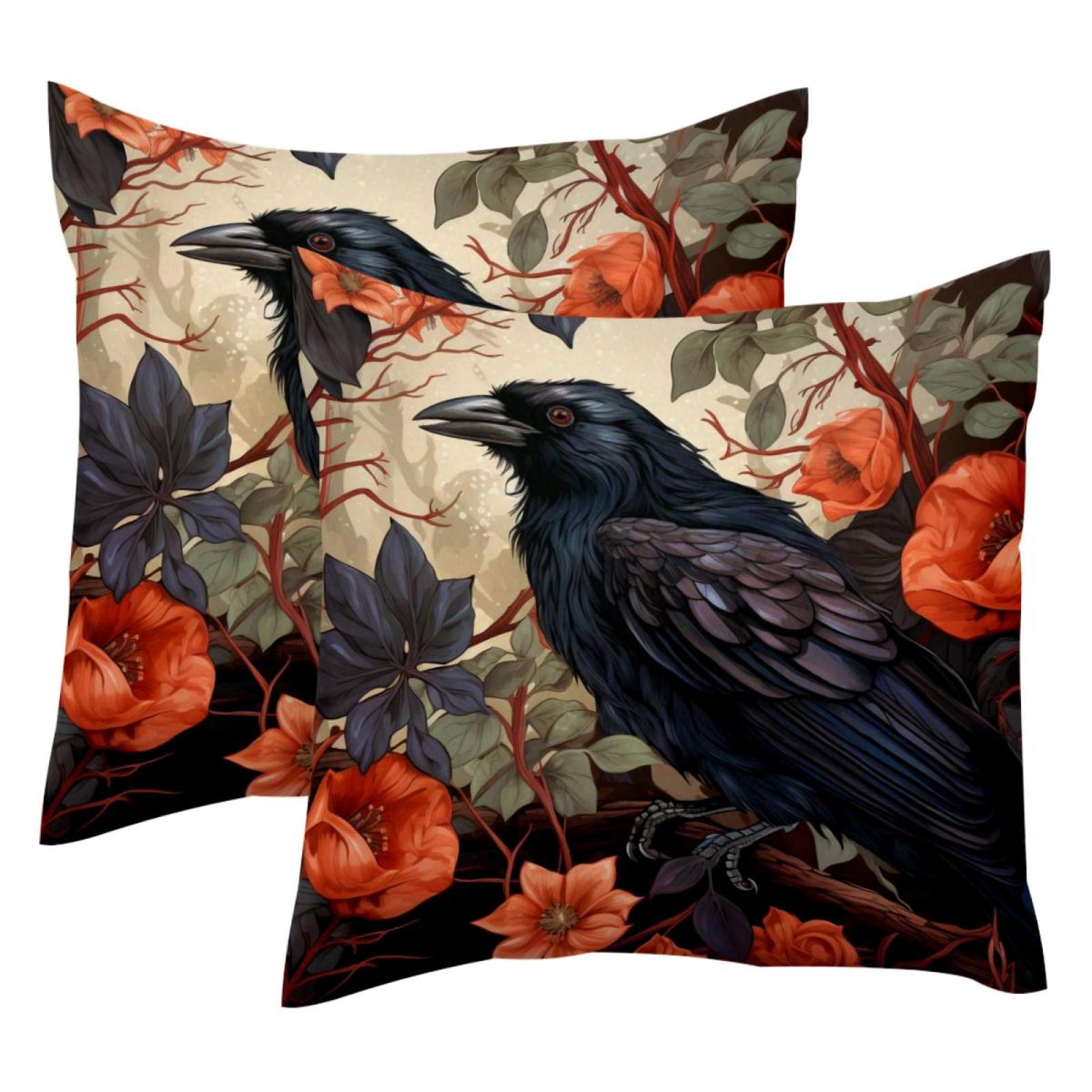 Raven Birds Luxurious Velvet Throw Pillow Inserts 2PCS Chair Pillow ...
