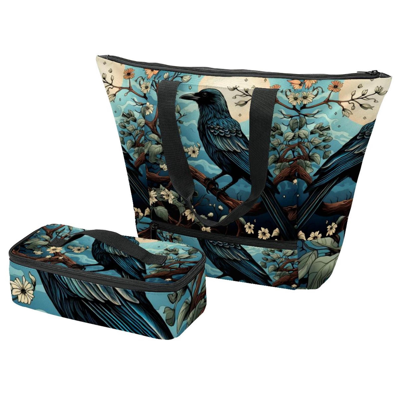 Raven Birds Travel Duffel Bag Sports Tote Gym Bags Shoulder Weekender ...