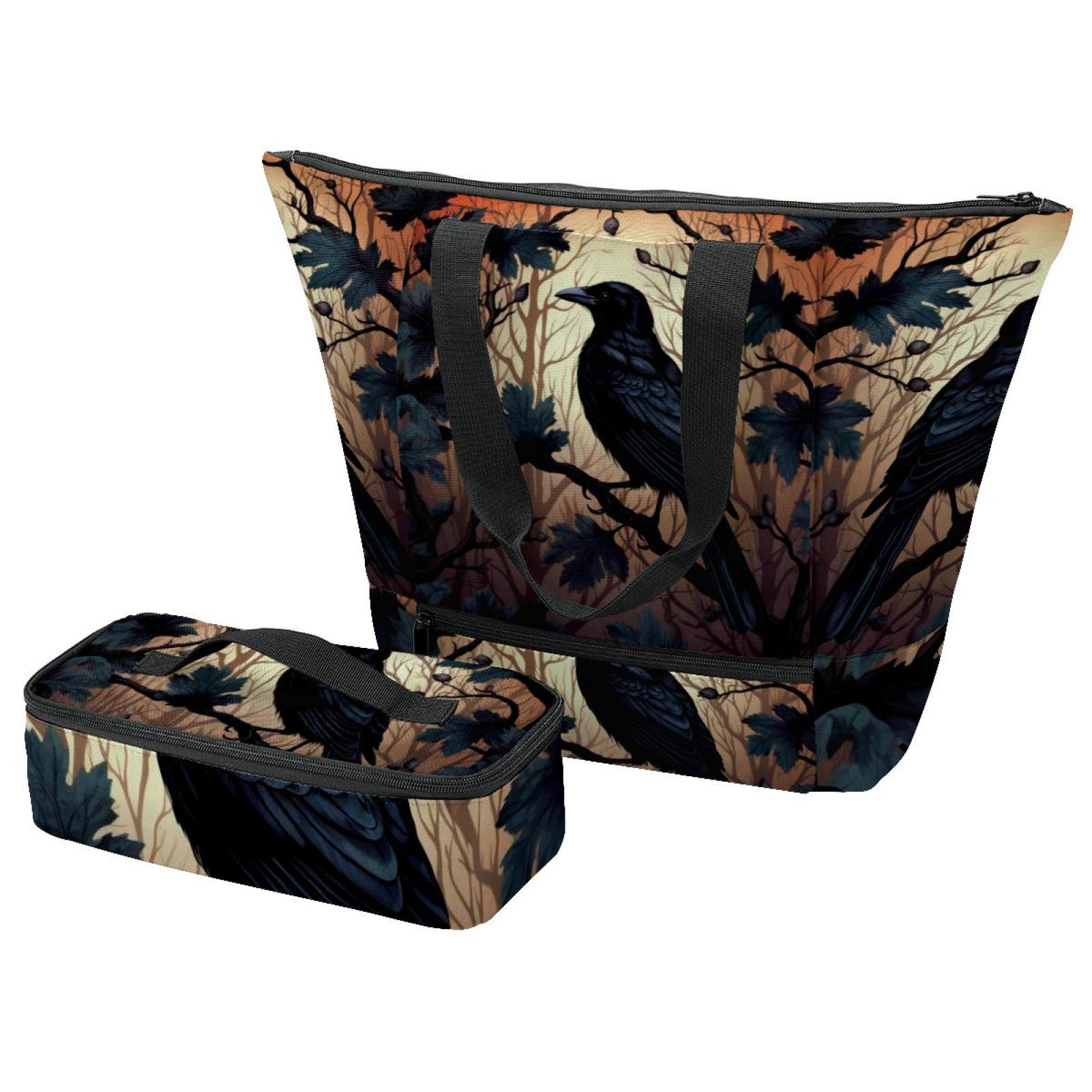 Raven Birds Travel Duffel Bag Sports Tote Gym Bags Shoulder Weekender ...