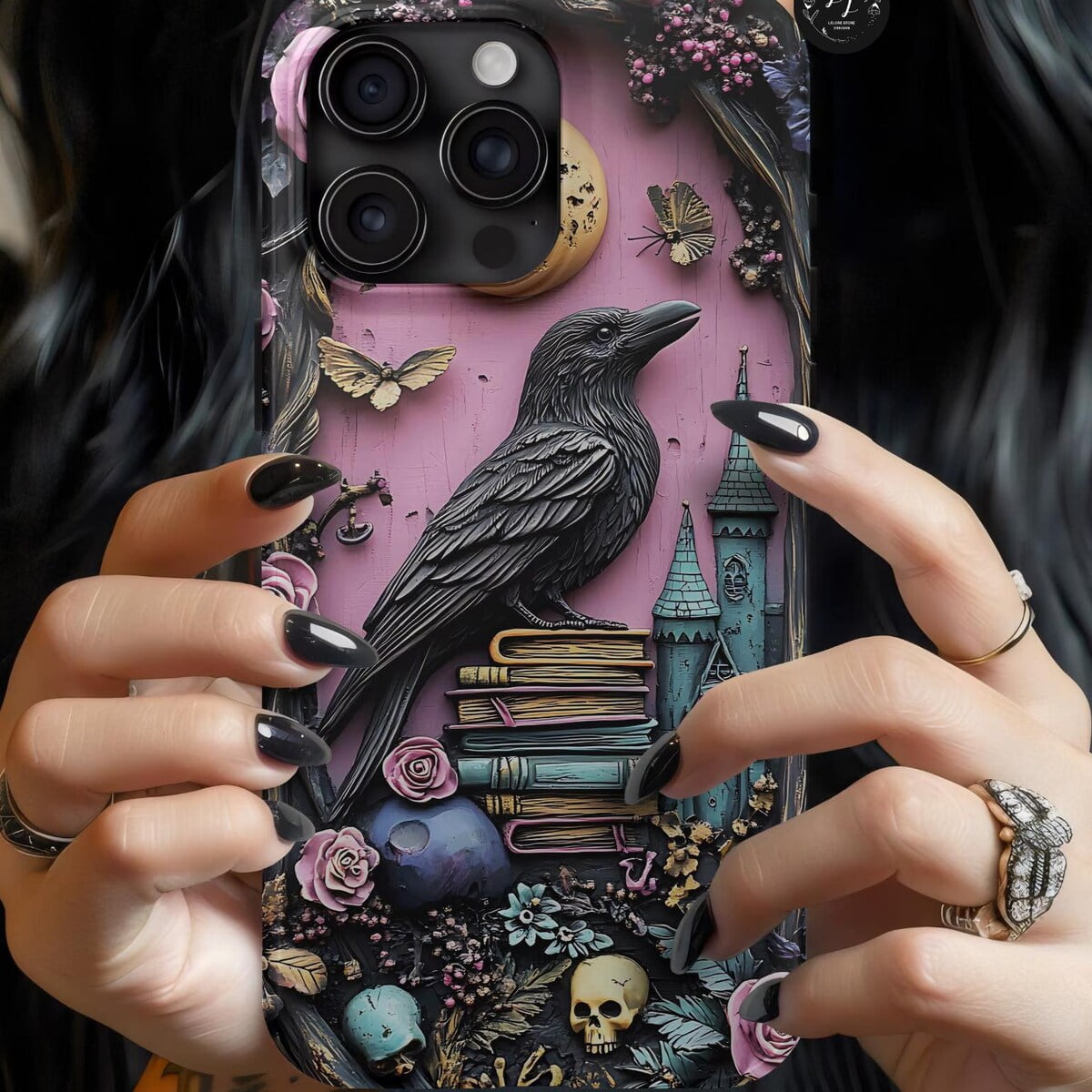 Raven Bookshelf Dark Academia Reading Lover Case with iPhone 17 to 11 ...
