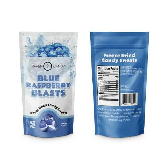 Raven Candy Blue Raspberry Blasts Freeze-Dried Candy, 1.5 oz - Walmart.com
