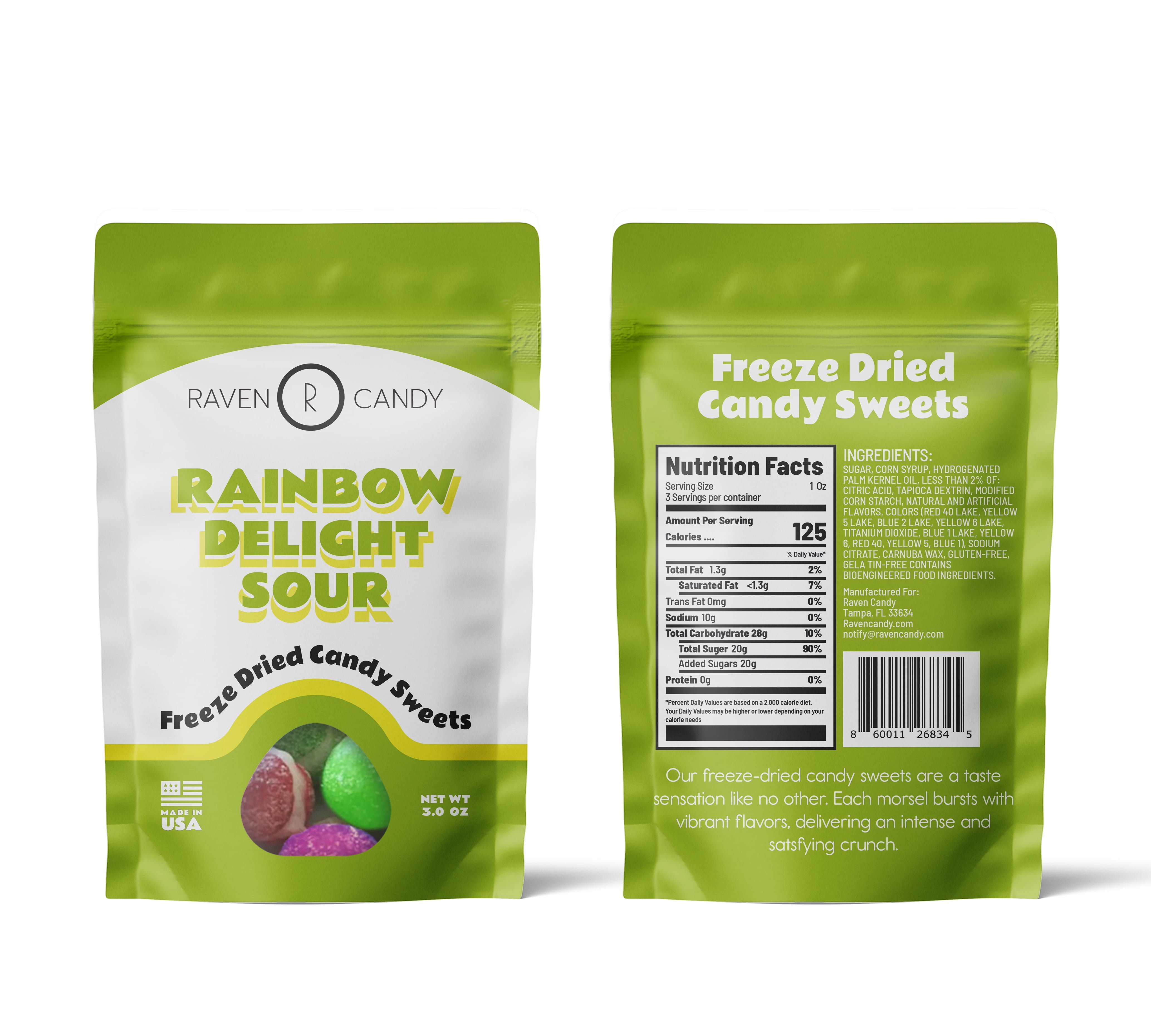 Raven Candy Rainbow Delight Sour Freeze Dried Candy 3 oz - Walmart.com