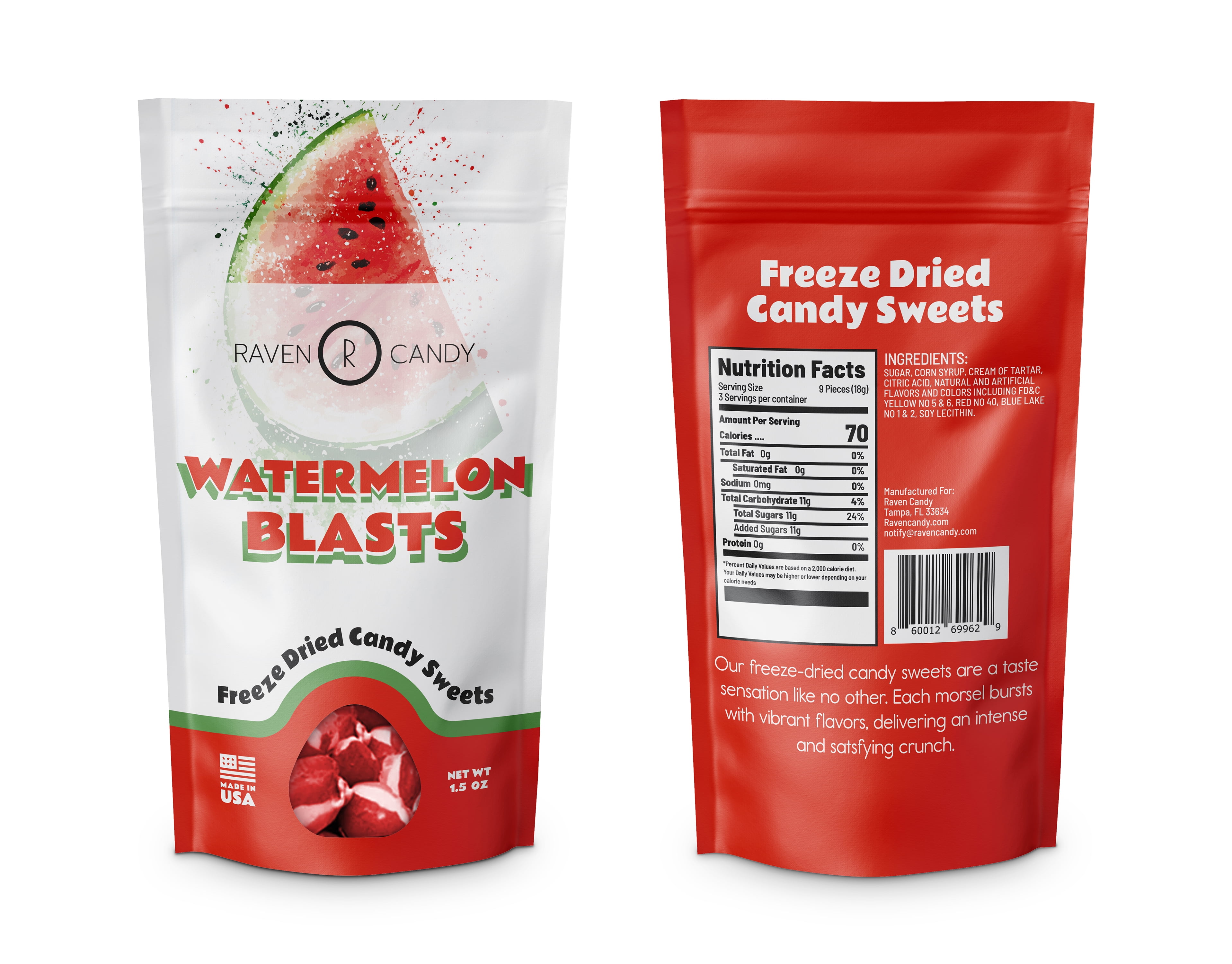 Raven Candy Watermelon Freeze Dried Candy Blasts, 1.5 oz - Walmart.com