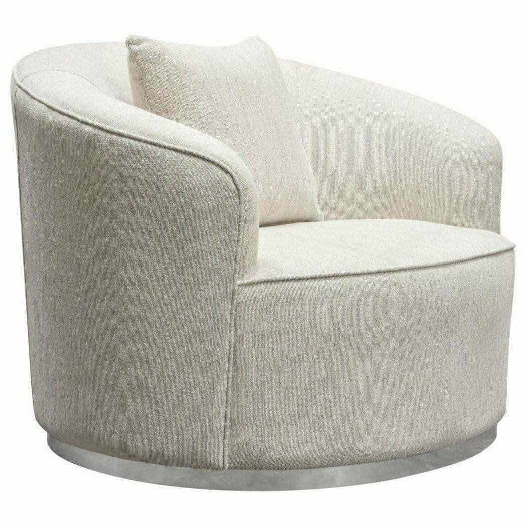Raven Chair in Light Cream Fabric w/ Brushed Silver Accent Trim by ...