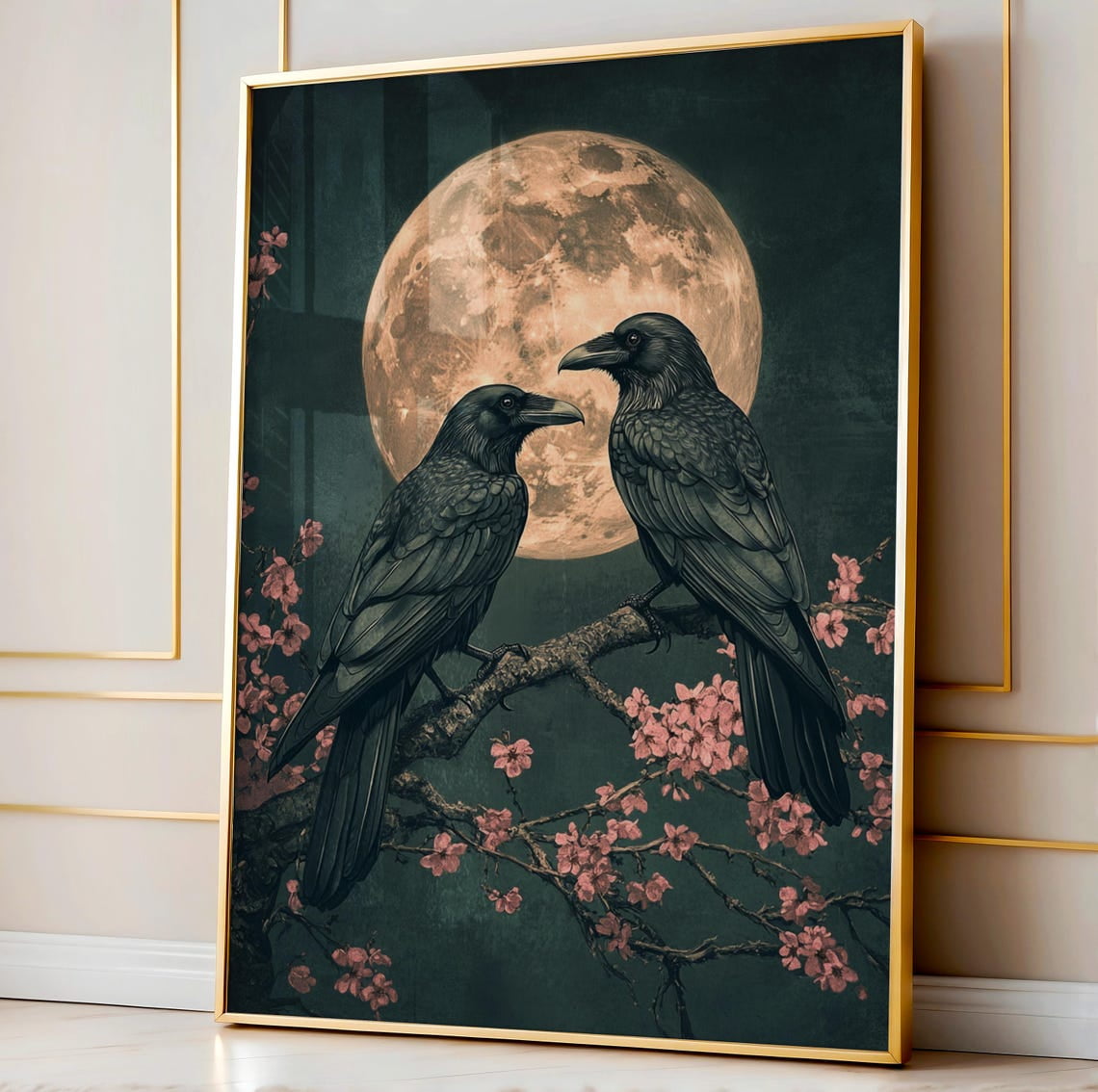 Raven Couple In Dark Forest Print, Gothic Romantic Crow Wall Art, Dark Academia, Cottagecore ...