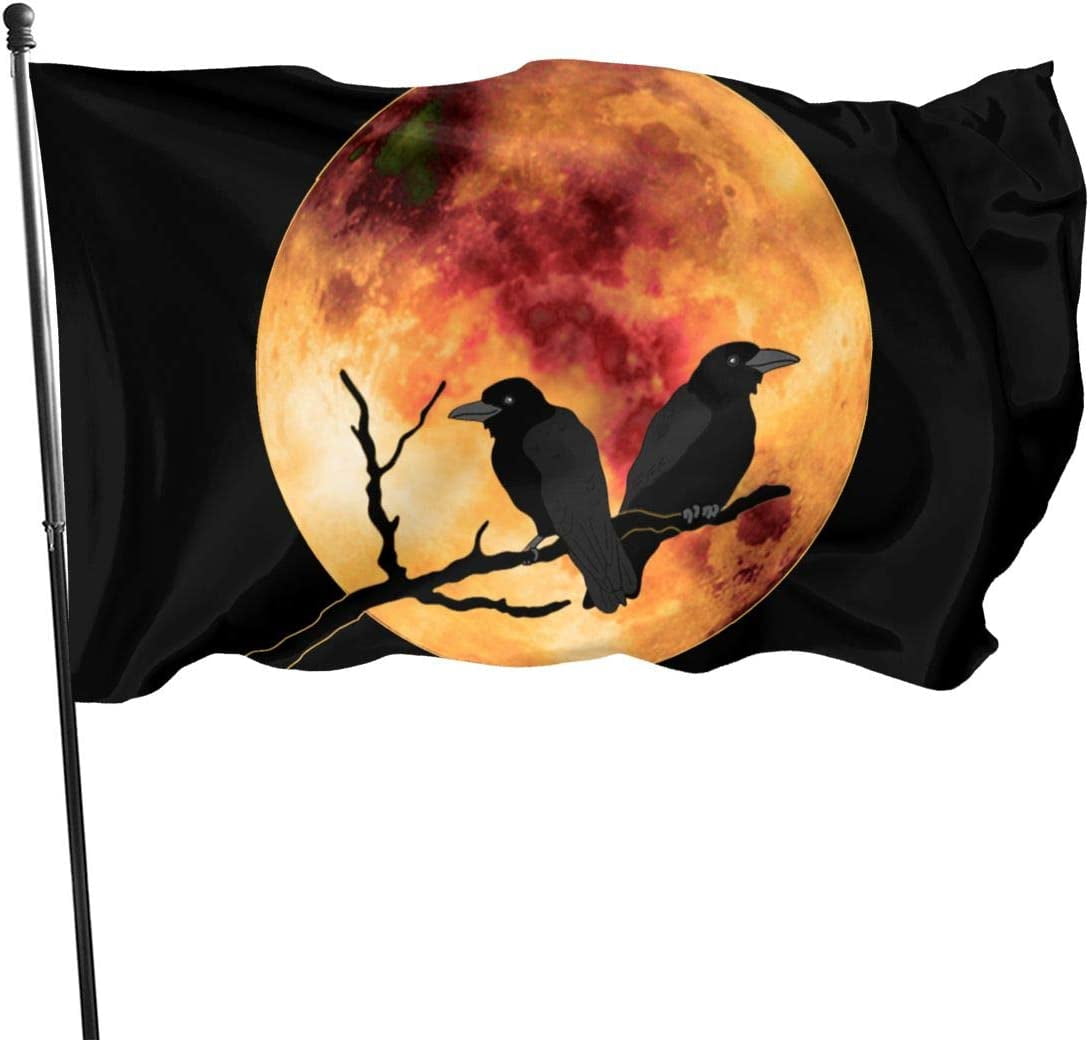 Raven Crow Bird Under The Full Moon Garden Flag 3x5 Ft Decor Outdoor ...