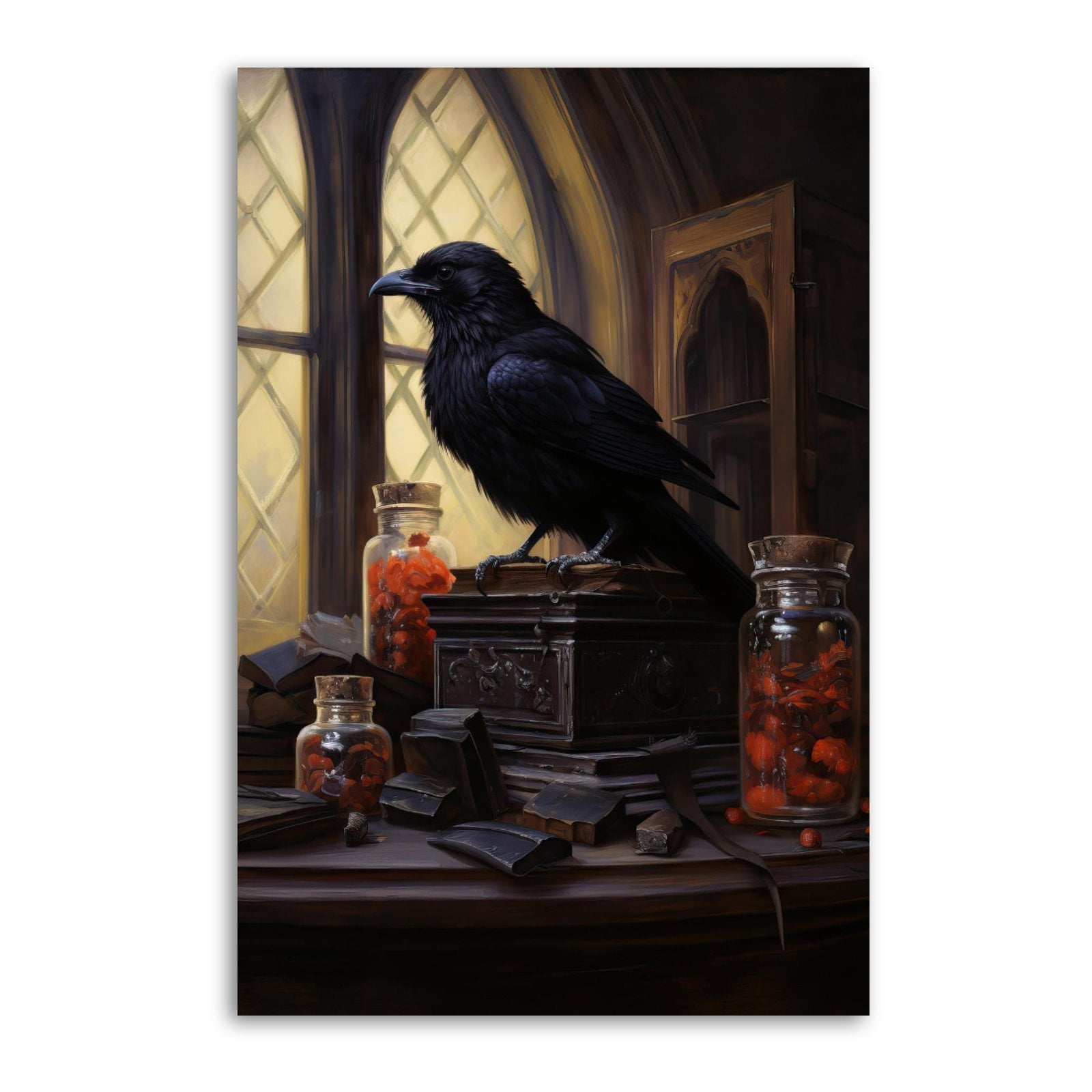 Raven Crow Print Victorian Gothic Canvas Poster Wall Art Picture Prints ...