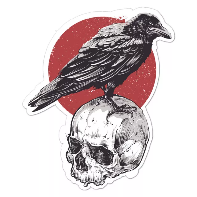Raven Crow Skull Sticker Indoor Outdoor Phone Decal Water Bottle ...