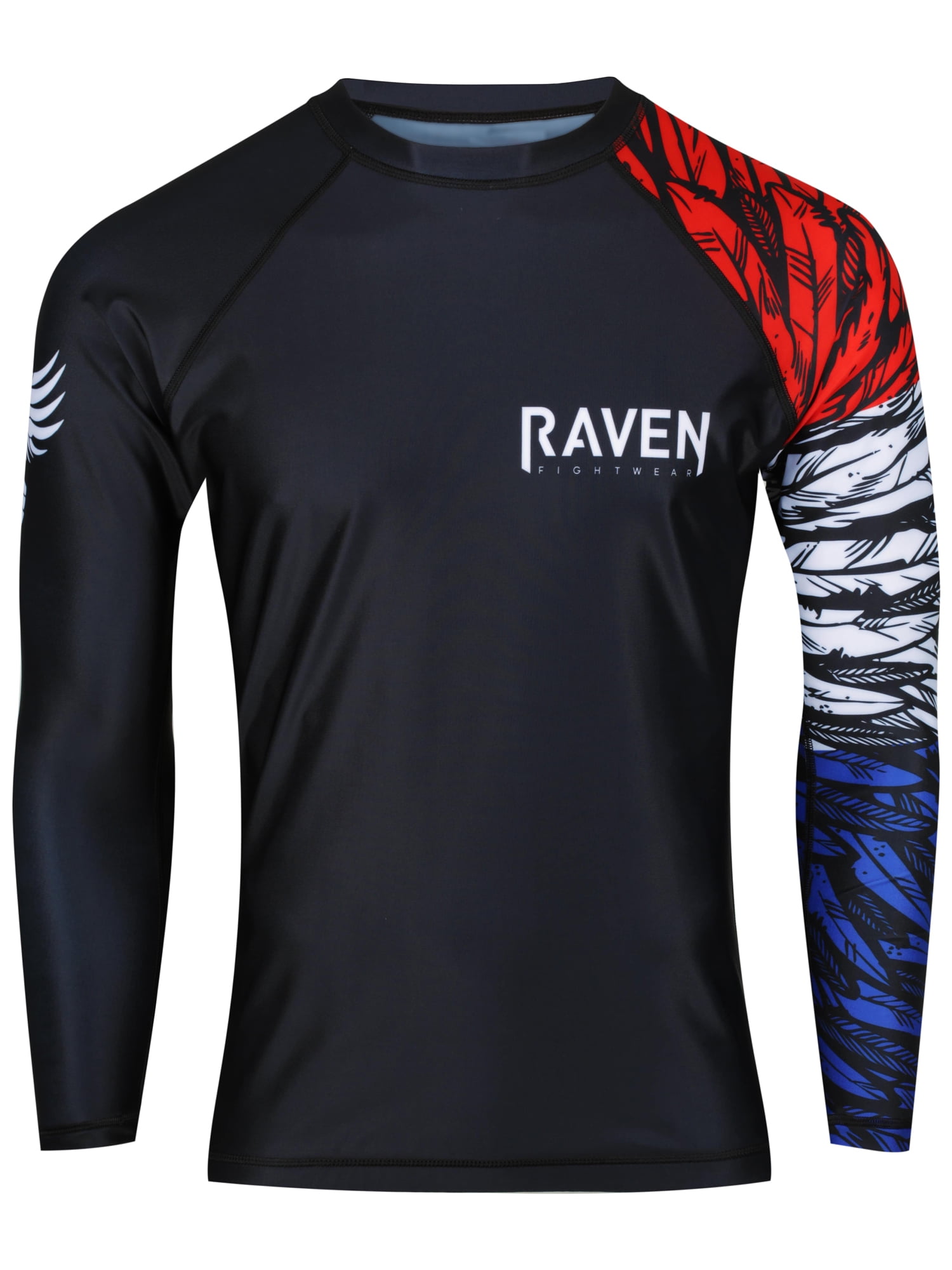 Raven Fightwear Men's Aerial Assault BJJ MMA Rash Guard, Red/White/Blue ...