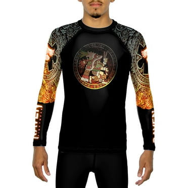 Raven Fightwear Men's Aztec Ranked BJJ Jiu Jitsu Rash Guard MMA Black ...