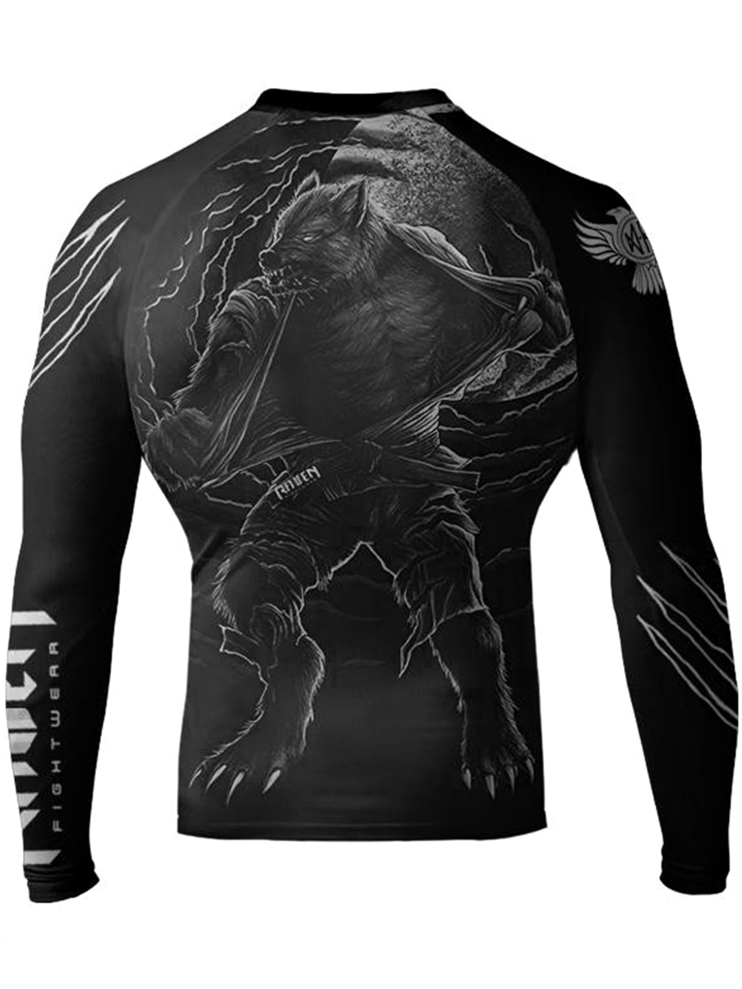 Raven Fightwear Men's BJJ Horror Werewolf Jiu Jitsu BJJ Rash Guard MMA ...