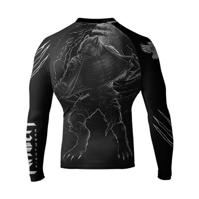 Raven Fightwear Men's BJJ Horror Werewolf Jiu Jitsu BJJ Rash Guard MMA ...